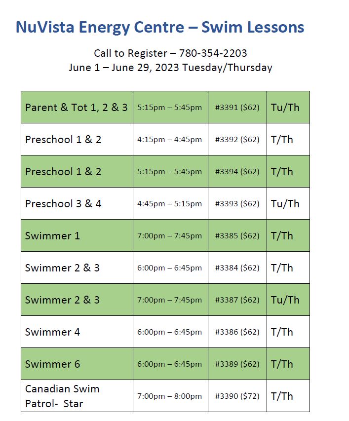 Swimming Lessons - Beaverlodge