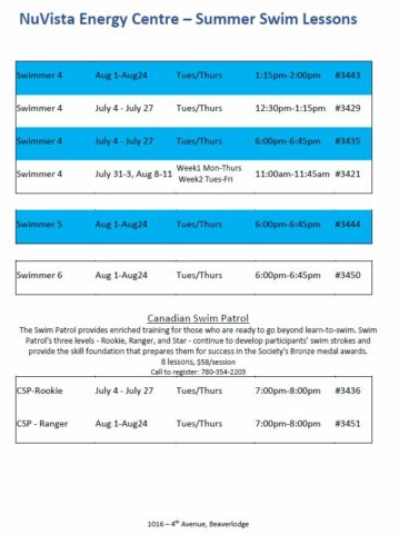 Swimming Lessons - Beaverlodge